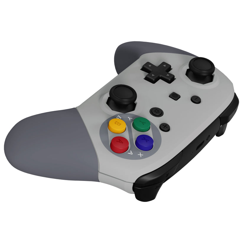eXtremeRate Nintendo Switch Pro用 八角形ゲート付きスティックデザイン交換フルセットシェル【SFC SNESク ...