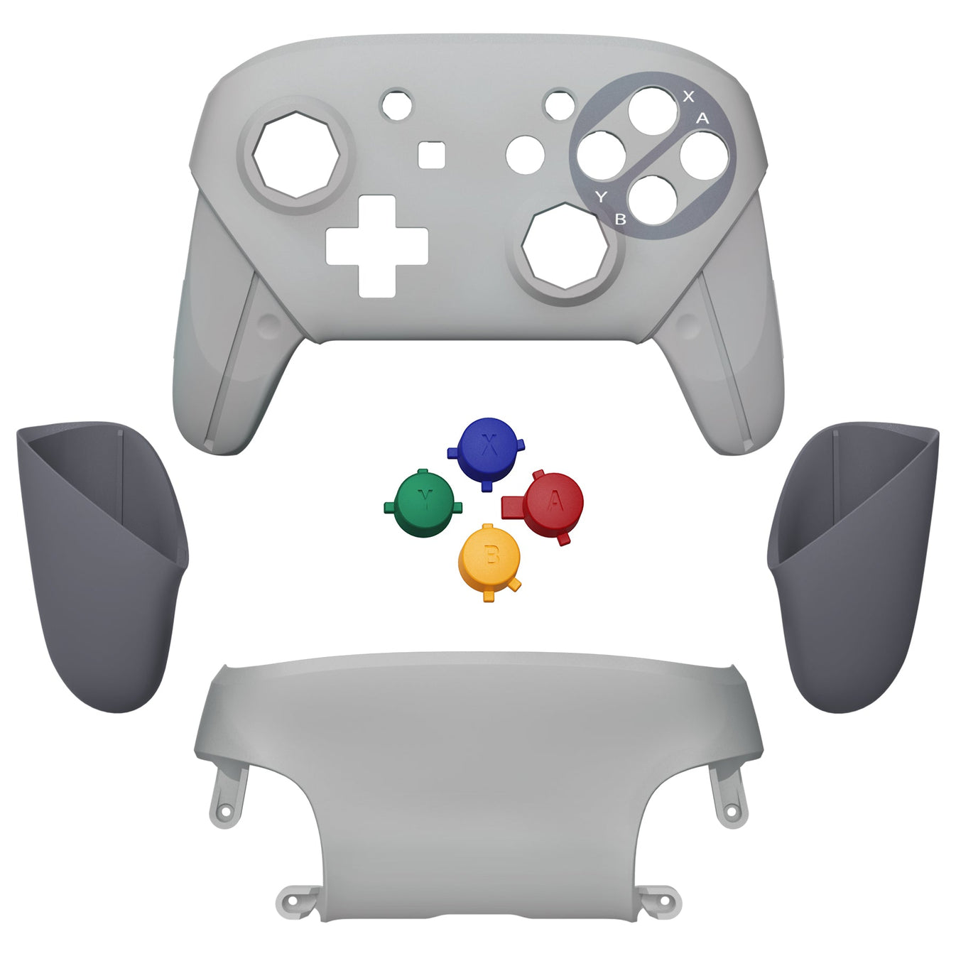 eXtremeRate Nintendo Switch Pro用 八角形ゲート付きスティックデザイン交換フルセットシェル【SFC SNESク ...